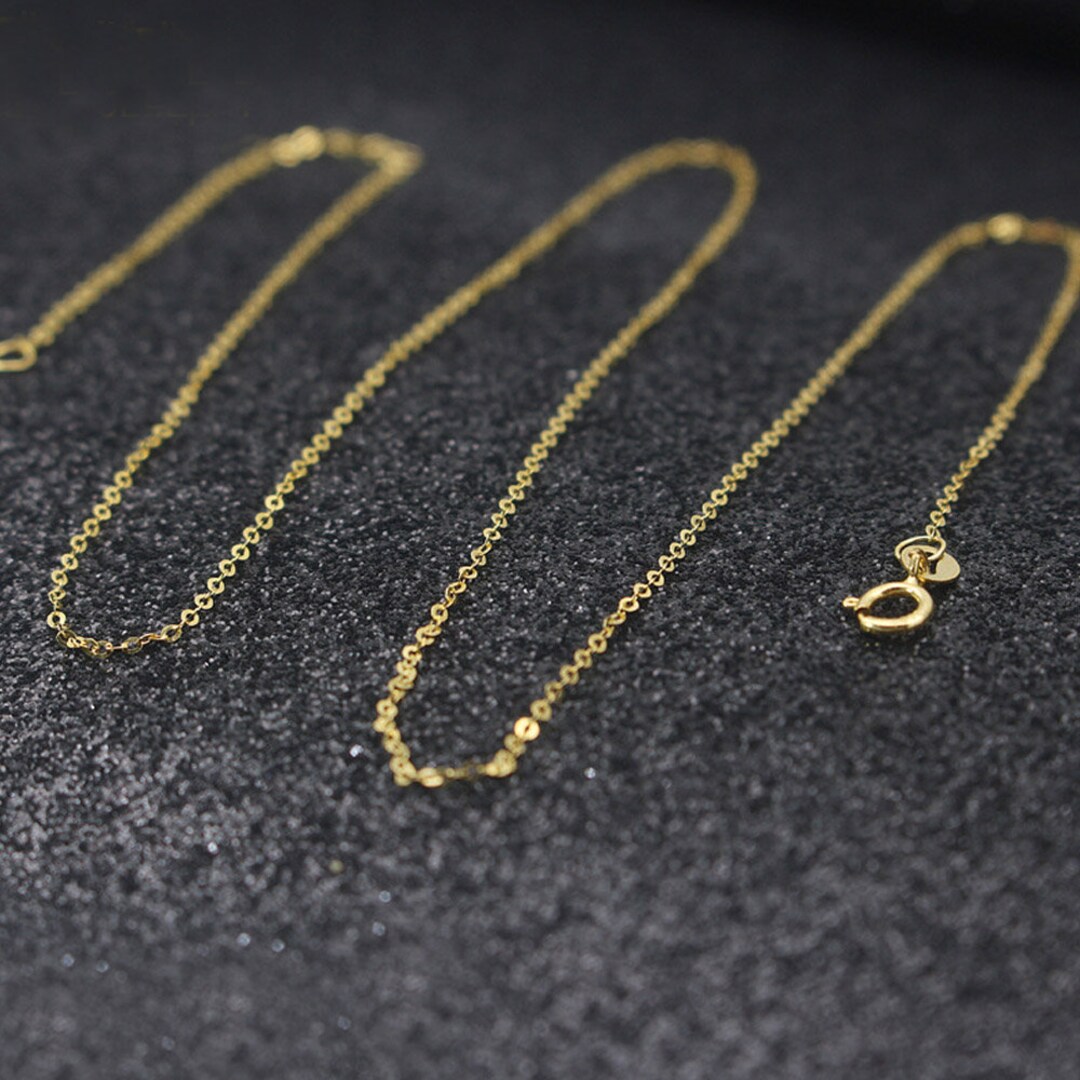 18K Solid Gold Chain, Real 18K Gold Chain With Spring Clasp, Adjustable ...