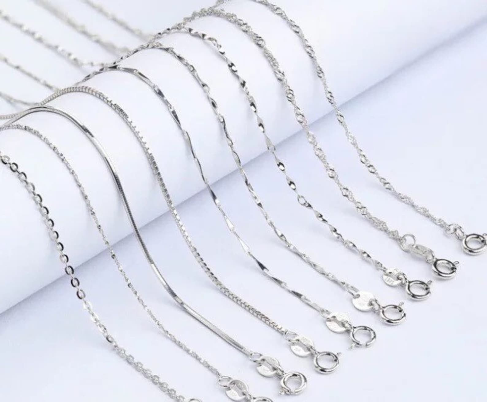 1 Pc Solid Sterling Silver Necklace Chain, 40cm/45cm Silver Necklace - Etsy