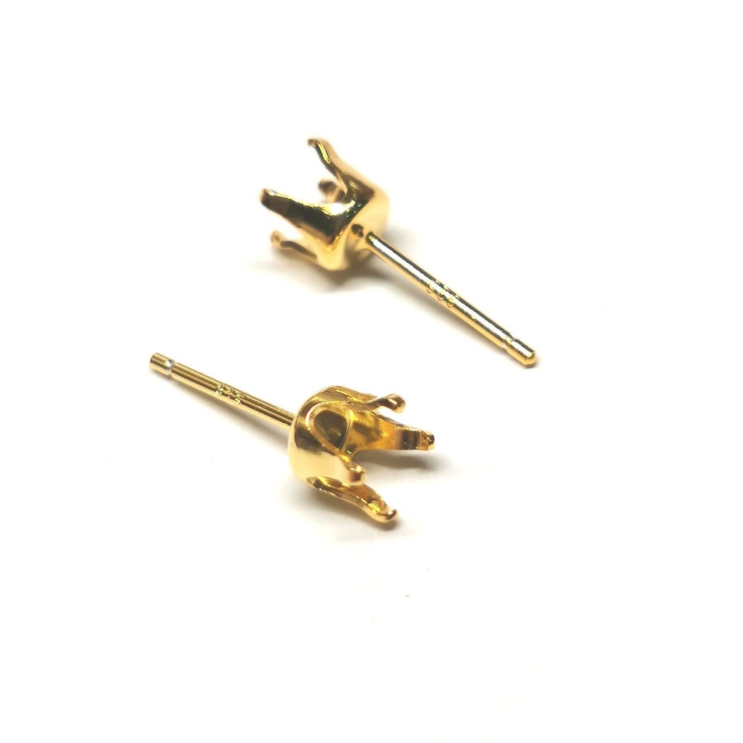2 Pairs 14K Gold Filled Stud Earring Settings, Gold Filled Round Bezel ...