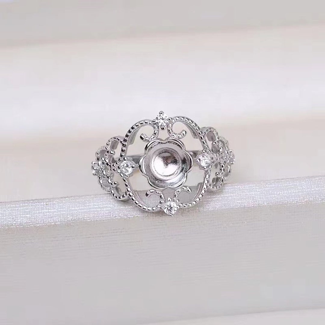 Adjustable Solid S925 Sterling Silver Ring Setting,vintage Ring ...
