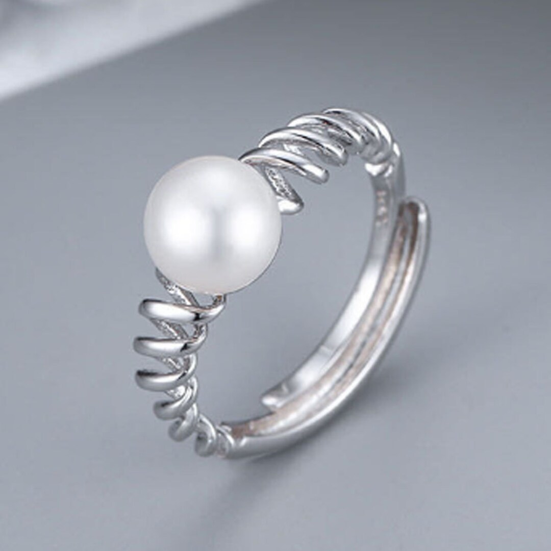 Adjustable S925 Sterling Silver Ring Setting for Pearl Beads, Pearl ...