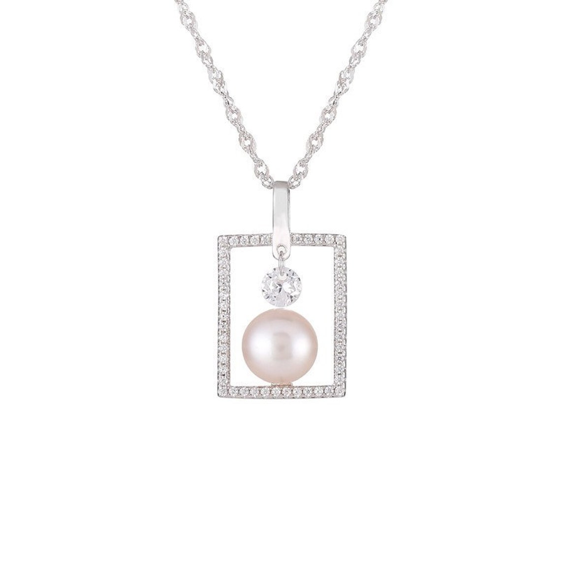 Solid Sterling Silver With Rhodium Plated Pendant Setting for - Etsy