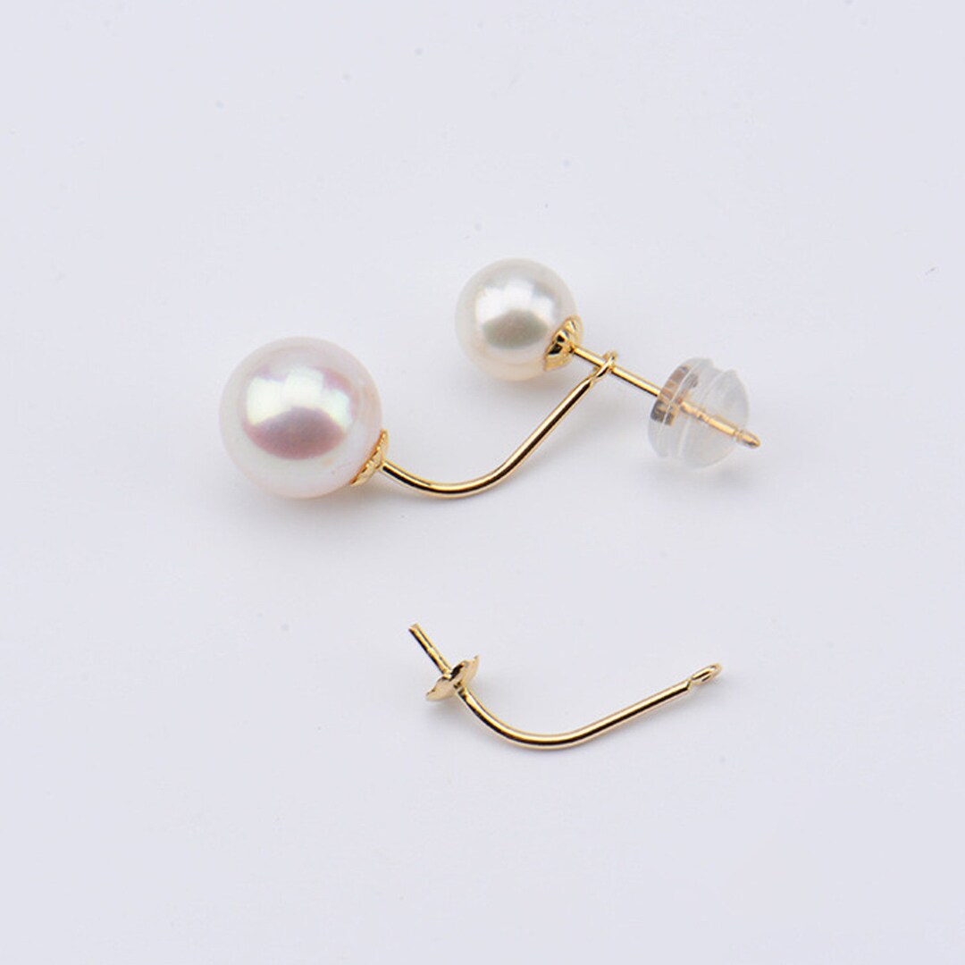 1 Pair Solid 18K Gold Stud Earring Settings, Real Gold Earring Posts ...