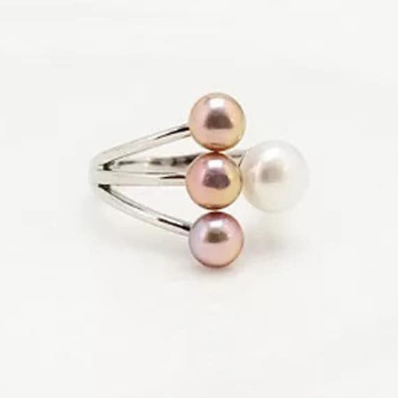 1 pc solid sterling silver ring setting quadruple pearl | Etsy
