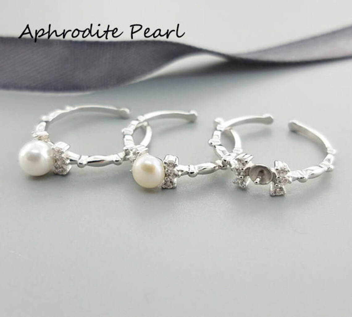 Zircon Sterling Silver Ring Setting Adjustable Vintage Ring | Etsy