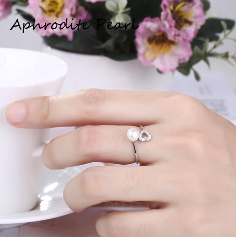 925 Silver and Zircon Ring Mounting, Adjustable Ring Setting, Heart and ...