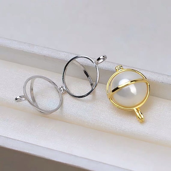 Solid S925 Sterling Silver Pearl Cage Pendant Cage for Pearl | Etsy