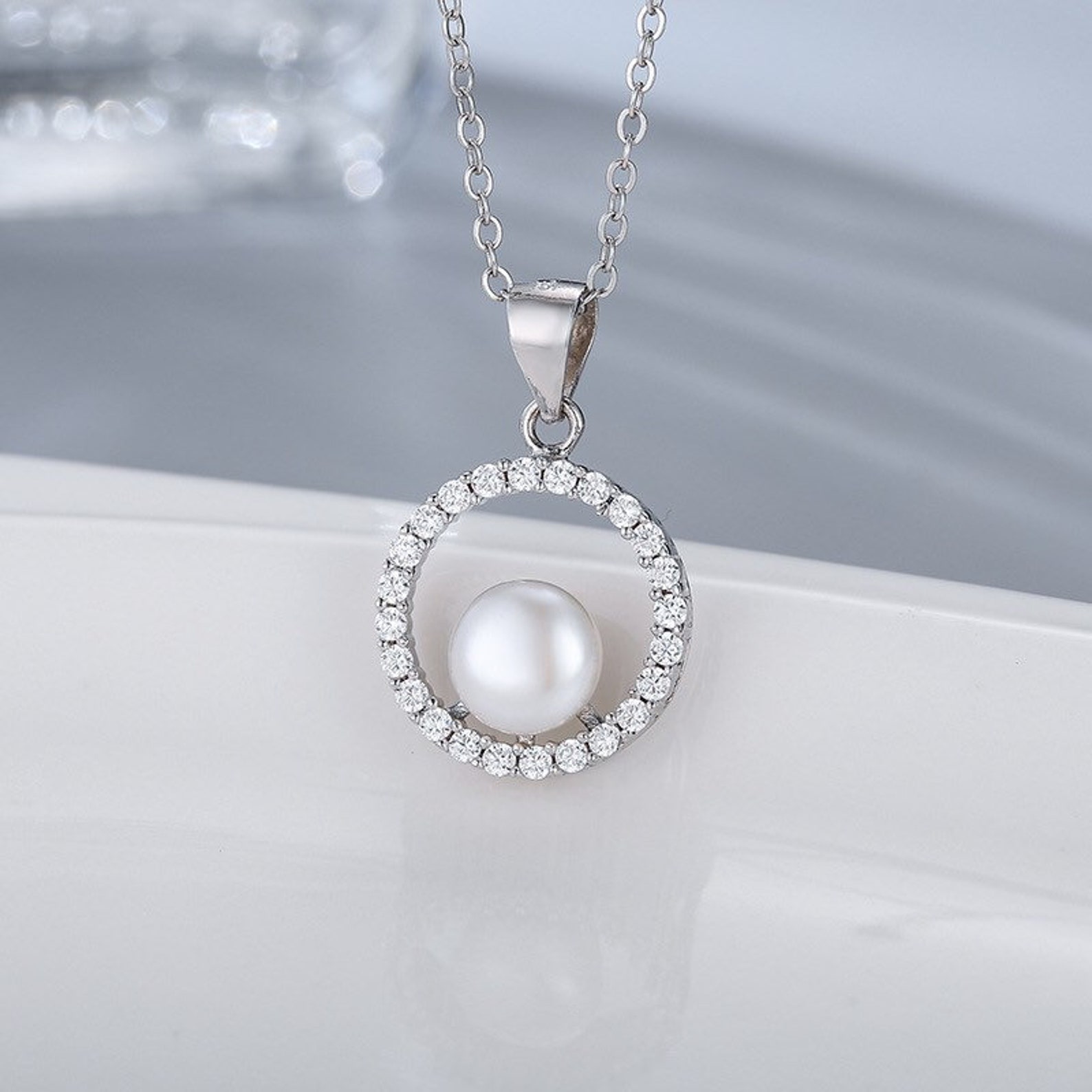 Solid 925 Sterling Silver With Rhodium Plated Pendant Setting - Etsy