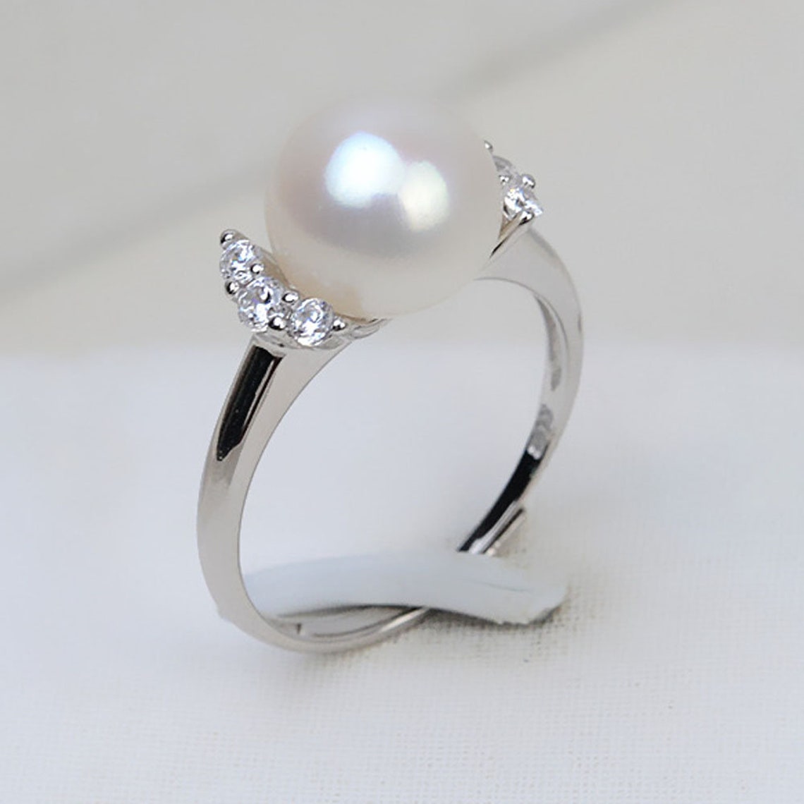 Adjustable 925 Sterling Silver ring setting for pearl or gems | Etsy