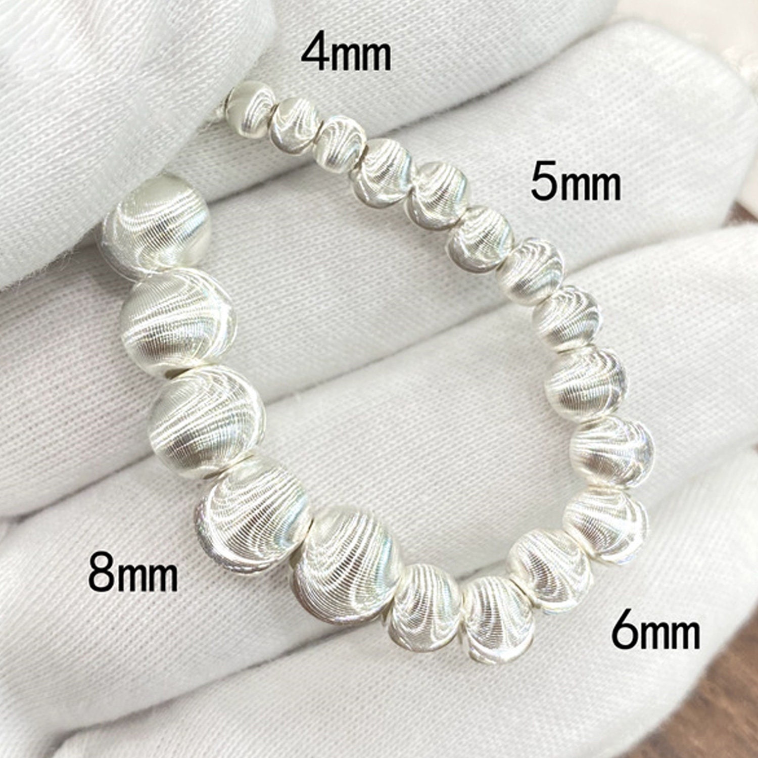 925 Sterling Silver Beads for Jewelry Making, Cat Eye Opal Pattern ...