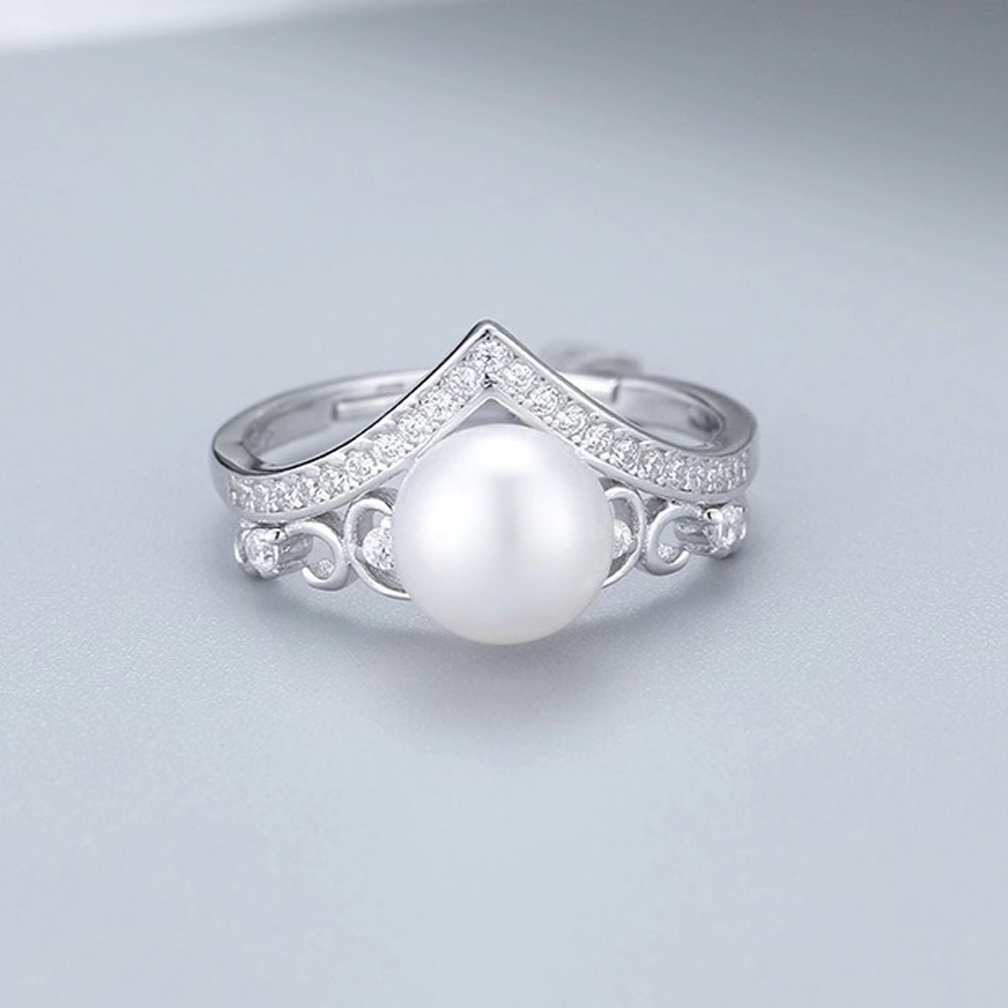 Adjustable Solid Sterling Silver Ring Setting for Half Drilled Pearl or ...