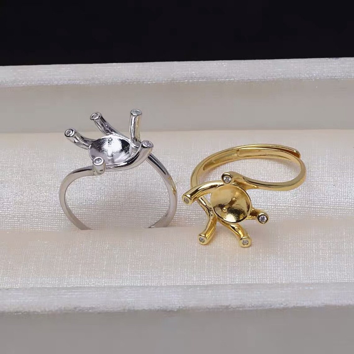Adjustable 925 Sterling Silver Ring Setting for Pearl or Gems, Pearl ...