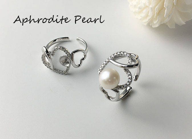 S925 solid sterling silver ring setting adjustable double | Etsy