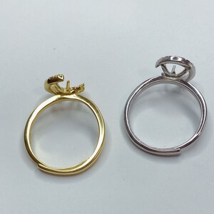 Adjustable S925 Sterling Silver Ring Setting for Half Drilled Pearl or ...
