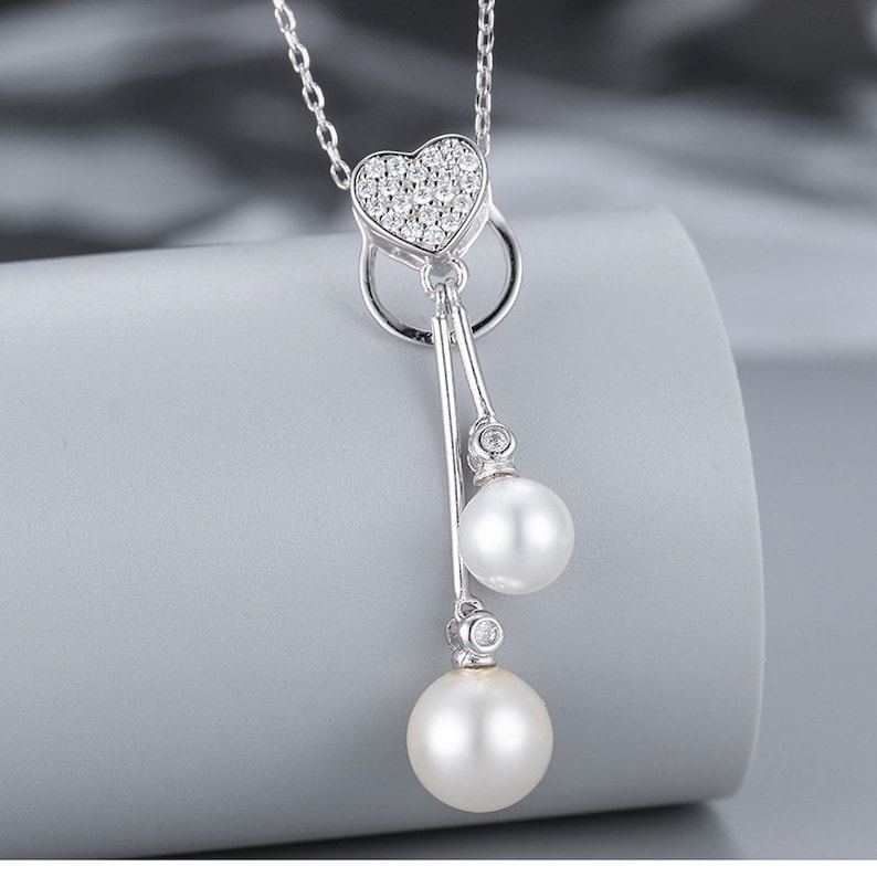 925 Sterling Silver Heart Pendant Setting for 5-10mm Pearl | Etsy