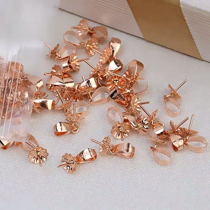 1pc Real 18k Gold Beads Cap, Pendant Setting for Pearl or Gemstone ...