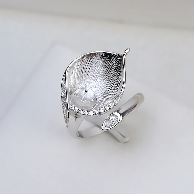 Adjustable Solid S925 Sterling Silver Ring Setting Half - Etsy