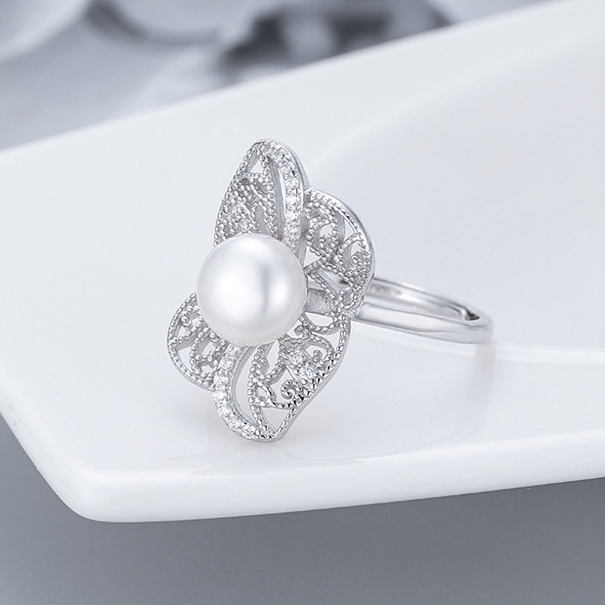 Adjustable solid 925 silver with Rhodium plated silver ring | Etsy