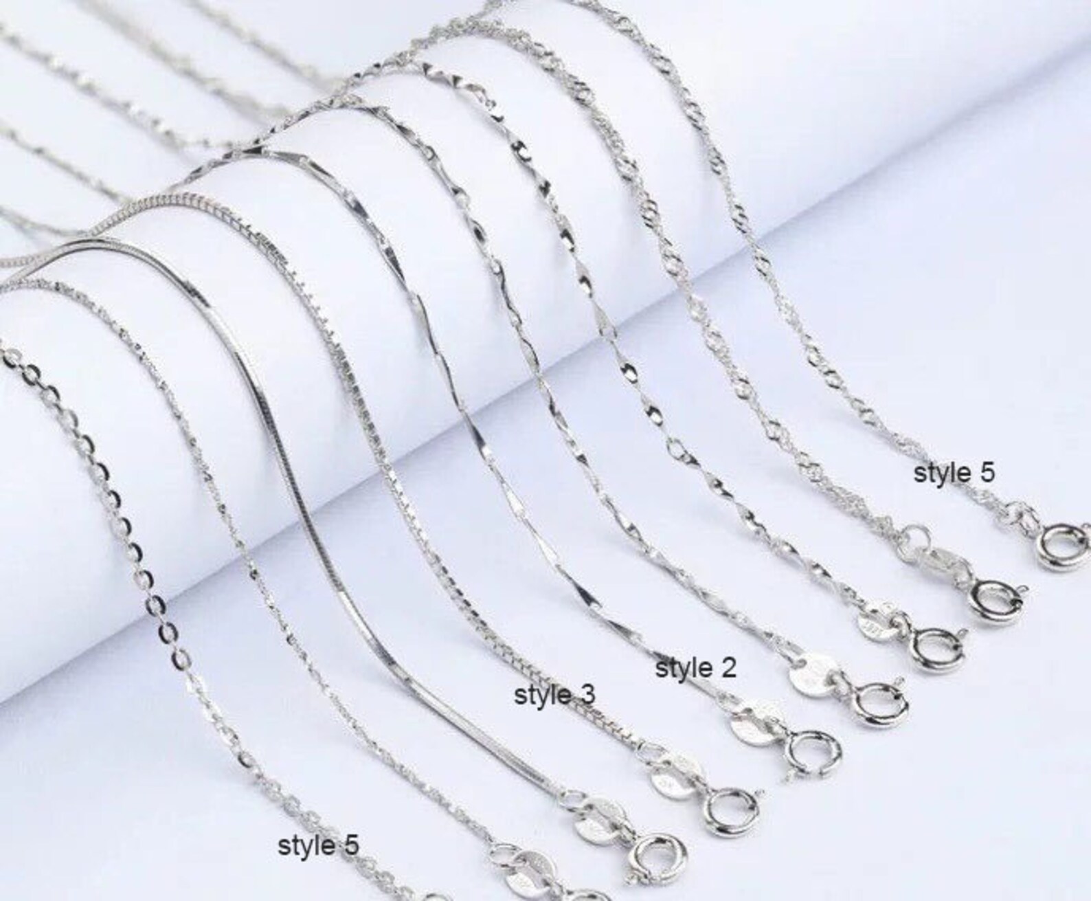 1 pc solid sterling silver necklace chain 40cm/45cm silver | Etsy