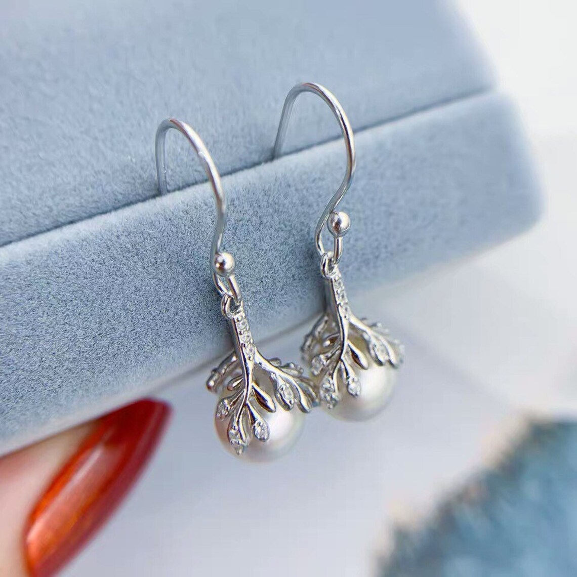 S925 sterling silver with Rhodium plated earring setting for | Etsy