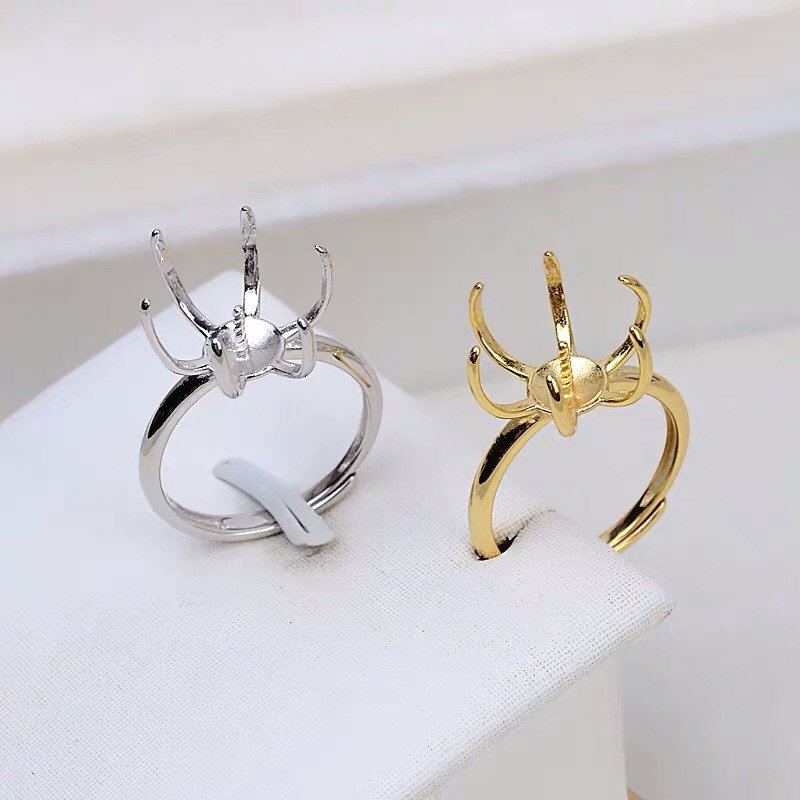 Adjustable Solid Sterling Silver With 18k Gold Plated Ring Setting for ...