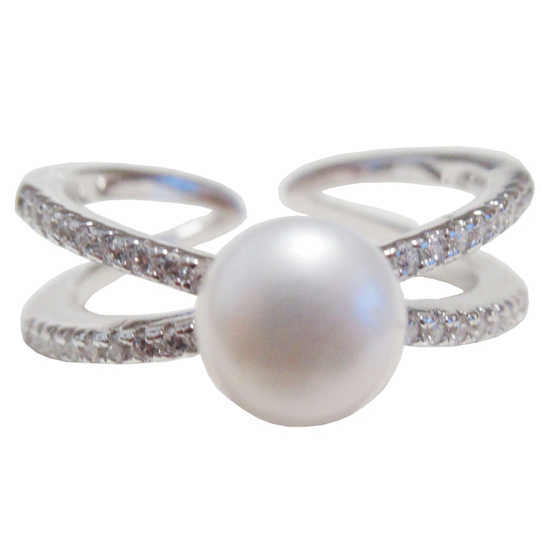 Adjustable Solid S925 Sterling Silver Ring Setting,pearl Mounts, Cross ...