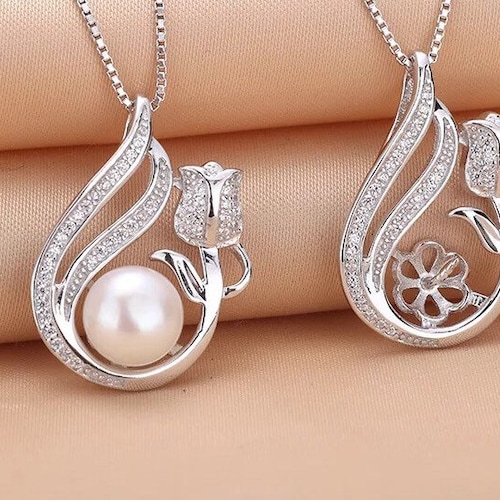 925 Solid Sterling Silver Pendant Setting Without Chain Pearl - Etsy