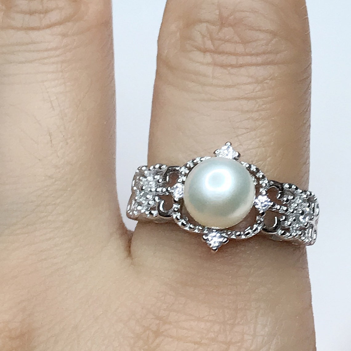 Adjustable zircon solid sterling silver ring setting vintage | Etsy