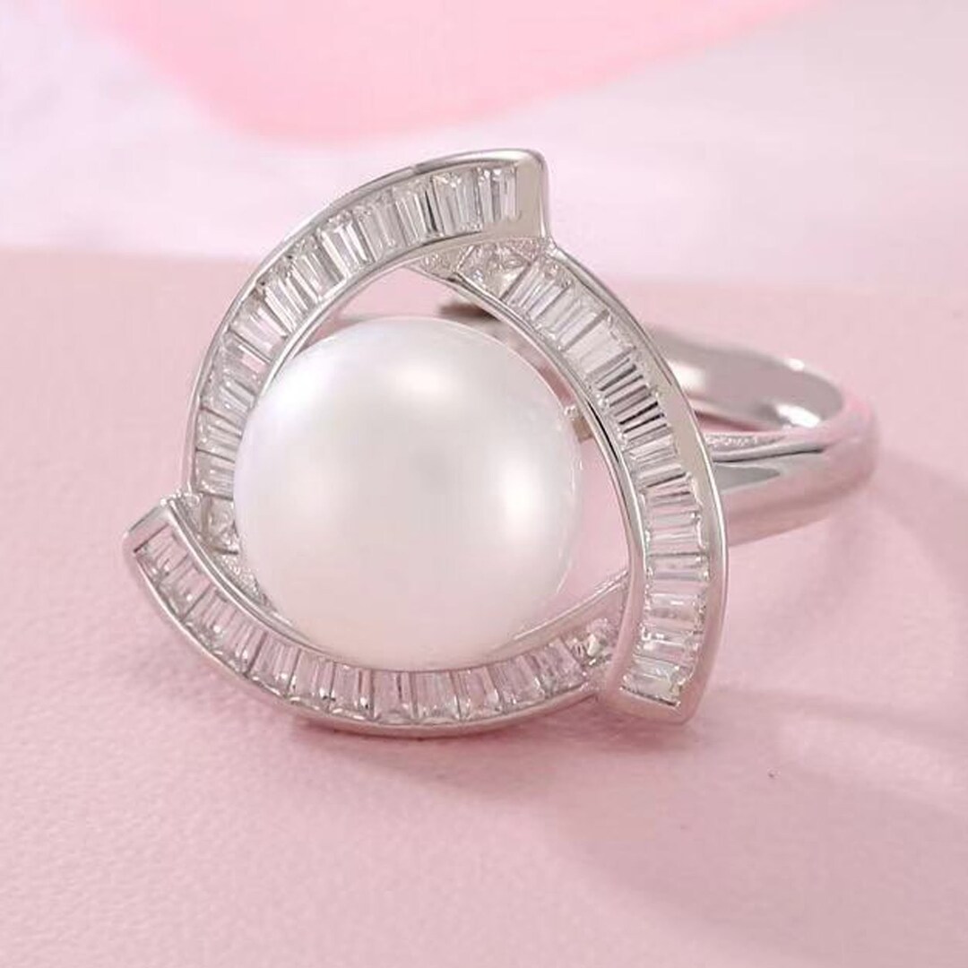 Adjustable Solid Sterling Silver With Rhodium Plated Ring Setting for ...