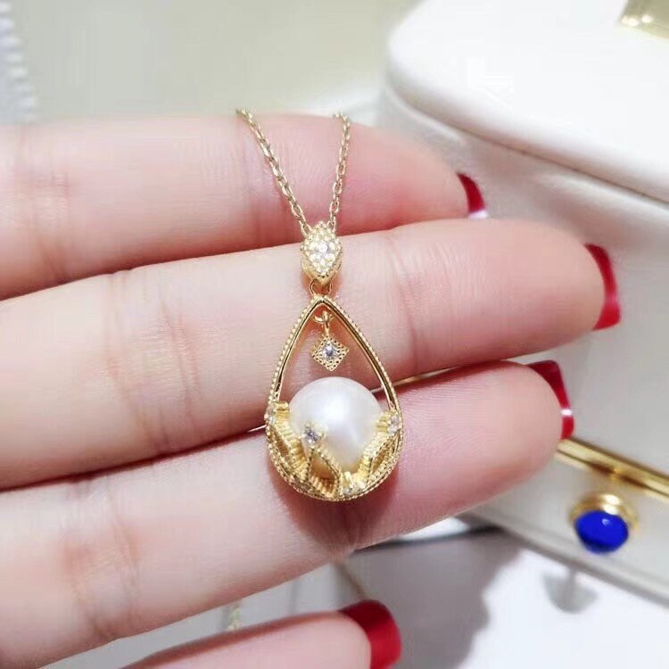 Solid sterling silver pendant setting pendant without pearl | Etsy