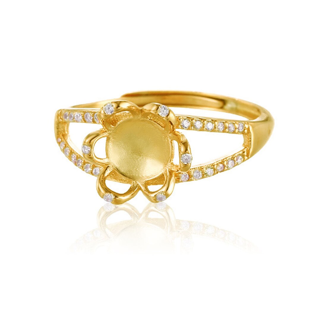 Solid 925 Sterling Silver Ring Setting for 6-8mm Pearl or Gems, Ring ...