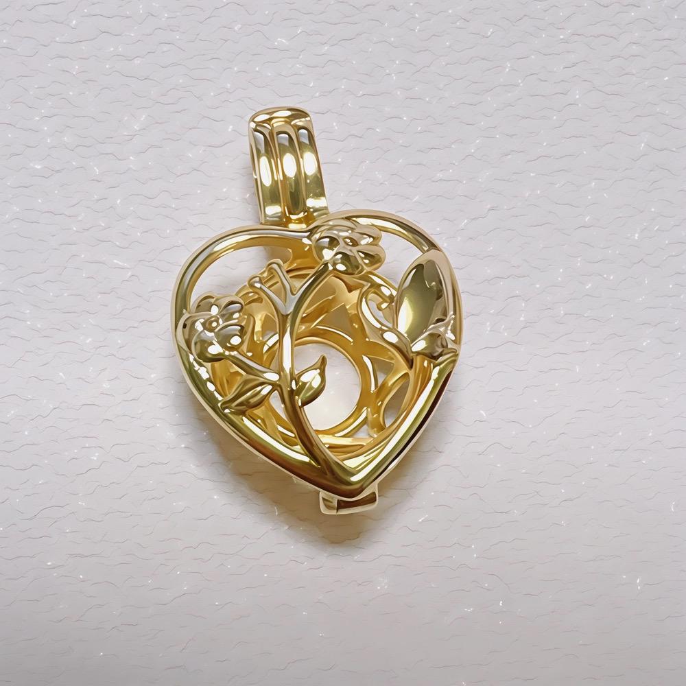 925 Solid Sterling Silver Pearl Cage Pendant Mounting, Heart and ...