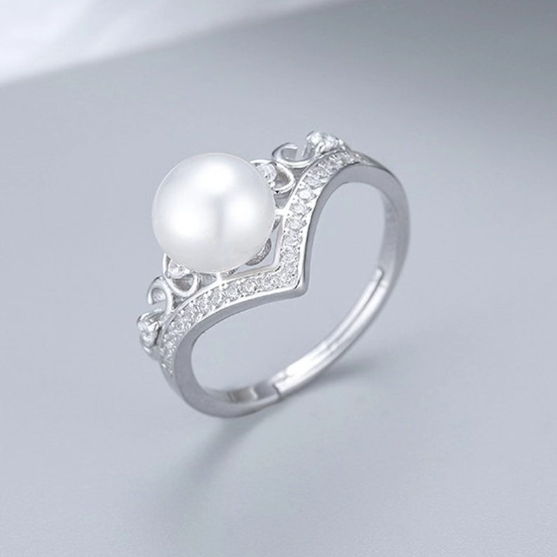 Adjustable Solid Sterling Silver Ring Setting for Half Drilled Pearl or ...