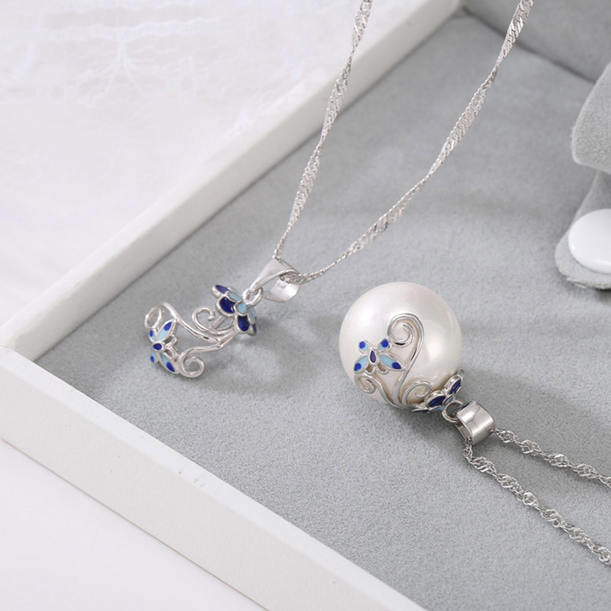 Solid Sterling Silve Enamel Pendant Setting for Pearl or Bead - Etsy