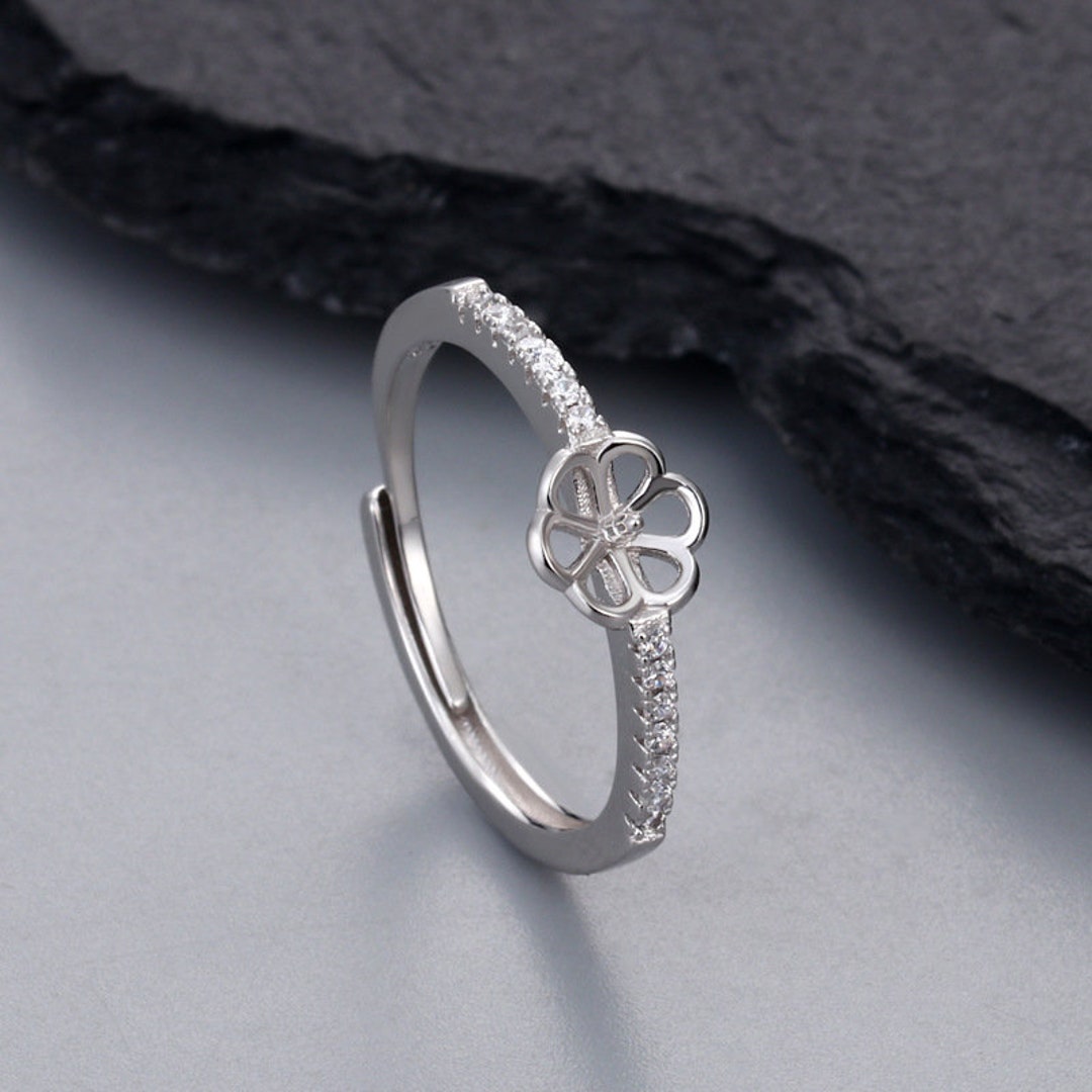 Solid 925 Sterling Silver Ring Setting for Pearl or Gems, Pearl Ring ...