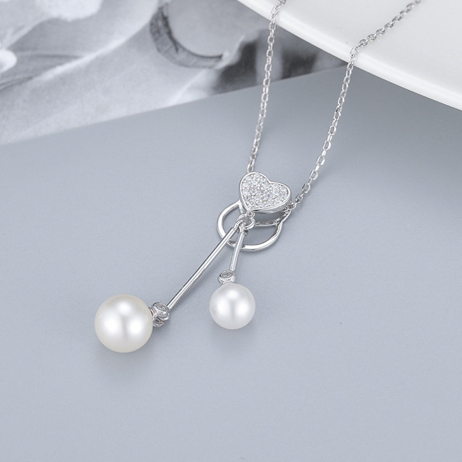 925 Sterling Silver Heart Pendant Setting for 5-10mm Pearl - Etsy