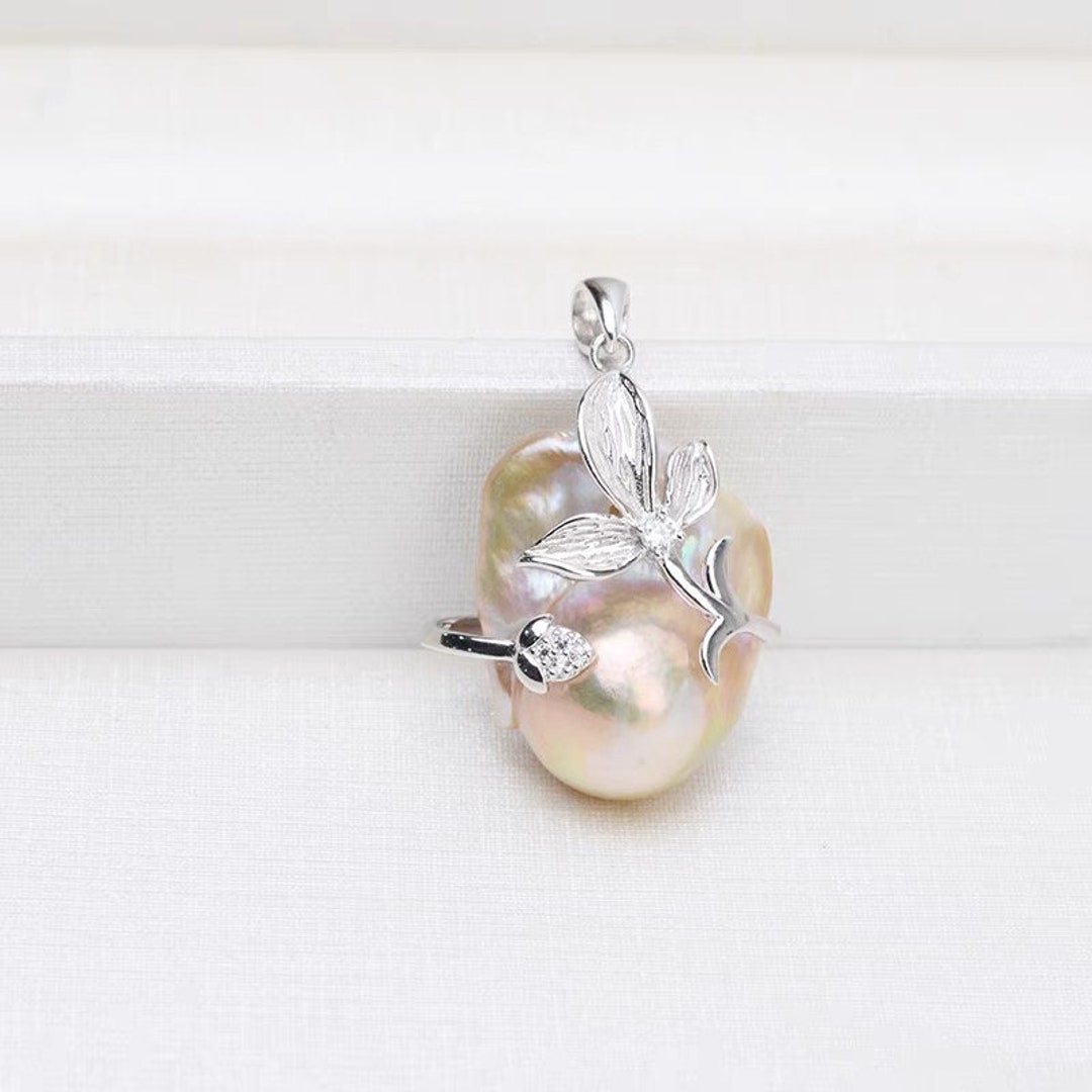 925 Sterling Silver Pendant Setting for Baroque Pearls, Pendant ...