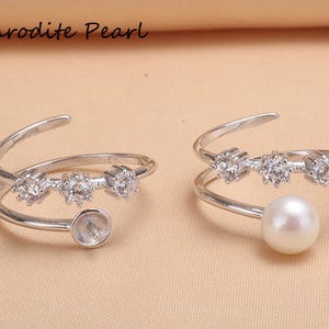 S925 Sterling Silver Ring Setting, Adjustable Double Ring Mounting ...