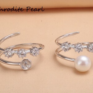 S925 Sterling Silver Ring Setting, Adjustable Double Ring Mounting ...