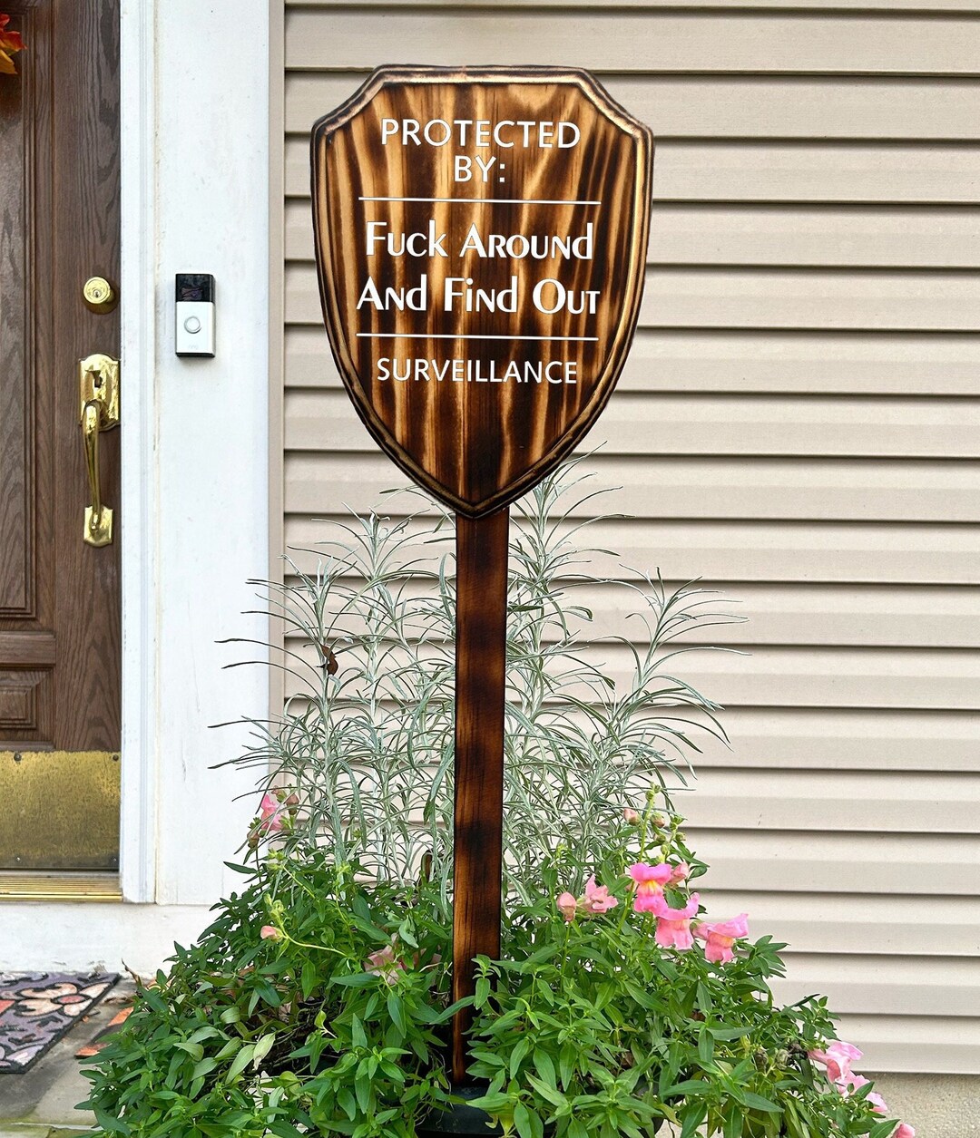 Outdoor Home Surveillance Sign • Funny Outdoor Signs • Housewarming ...