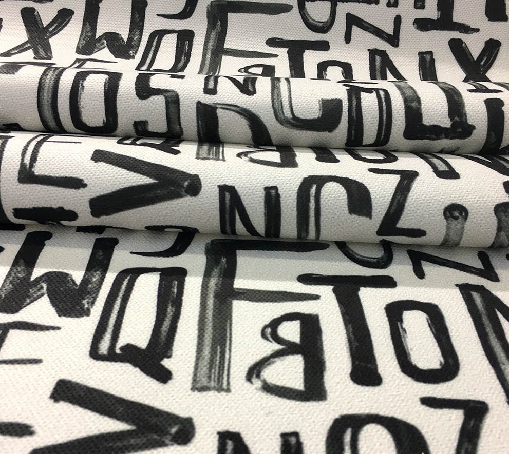 Watercolor Letters Pattern Digital Print Upholstery Fabric Crewel ...