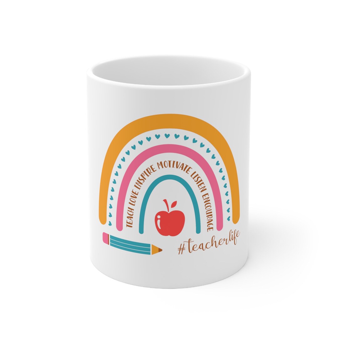 Hashtag, Teacher Life, Rainbow, Teachers, Coffee Cup, Ceramic Mug 11oz ...