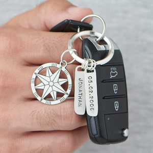 Keychain Compass Custom Engraved Bar Charms Silver - Etsy
