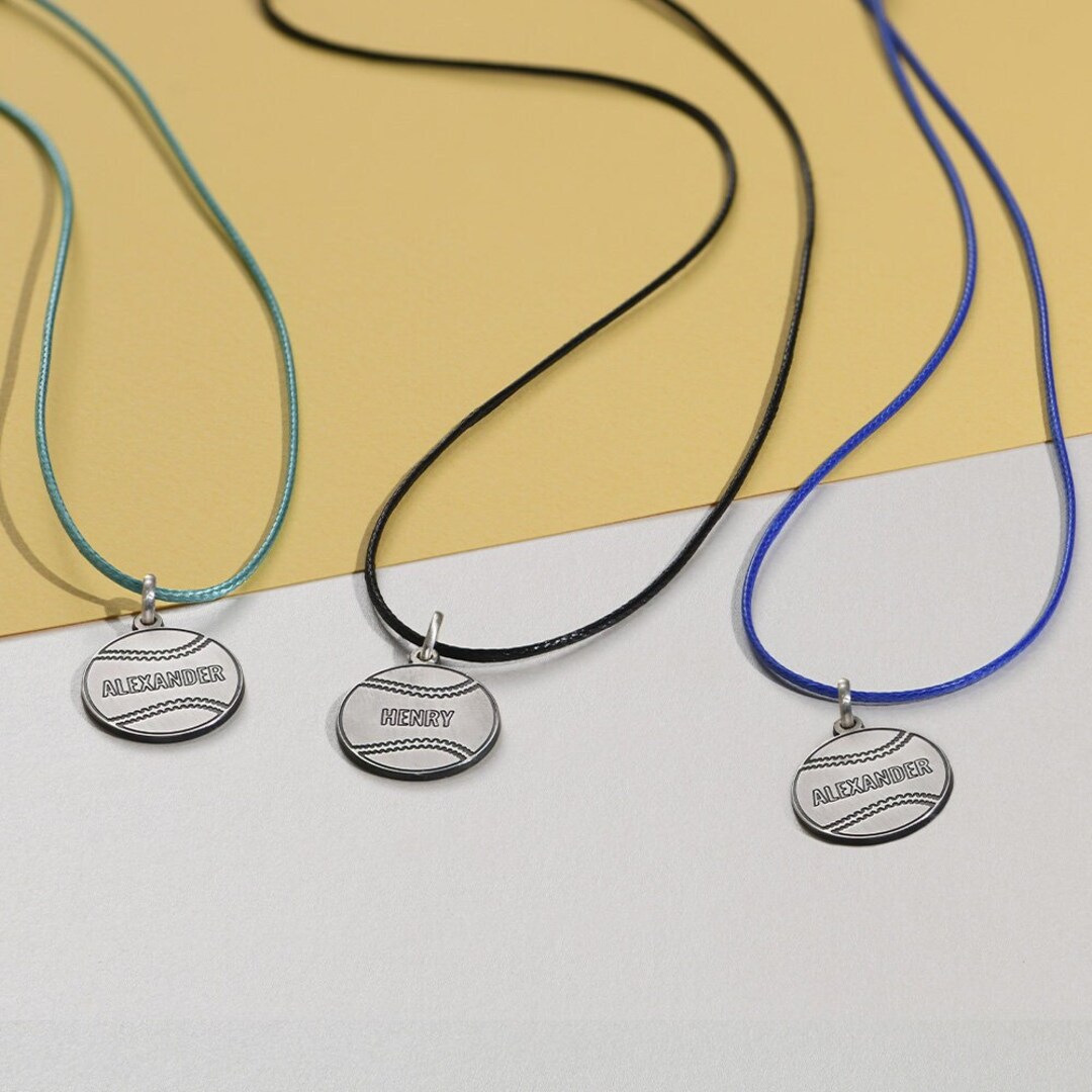 Custom Kids Sport Name Necklace • Personalized Football Soccer Baseball ...