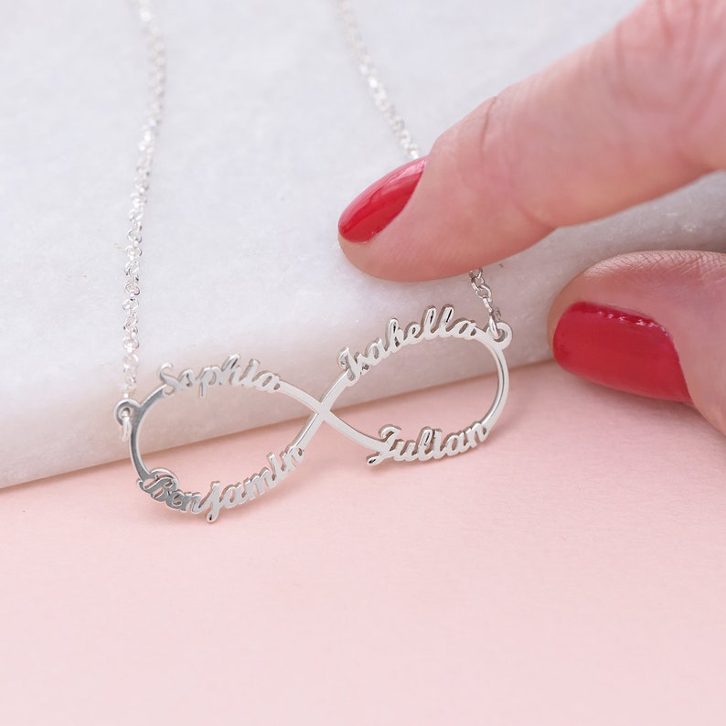 Personalized 4 Names Infinity Necklace Silver 925 Multiple - Etsy