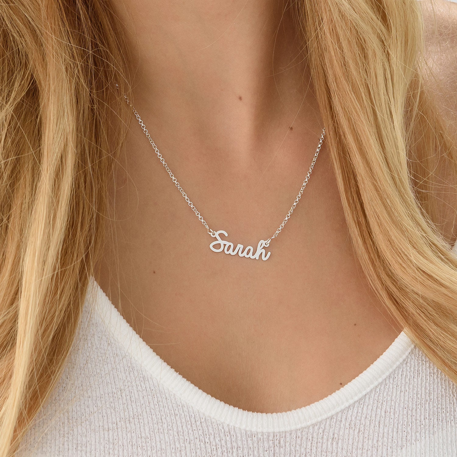 Tiny Daughter Cursive Nameplate Name Necklace in Rose Gold Silver 925 Personalized Custom Jewelry Gift for Daughter Etsy