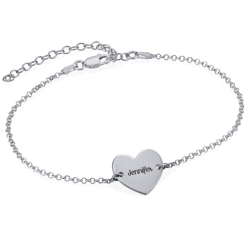 Personalized Silver 925 Heart Name Bracelet Anklet Silver - Etsy