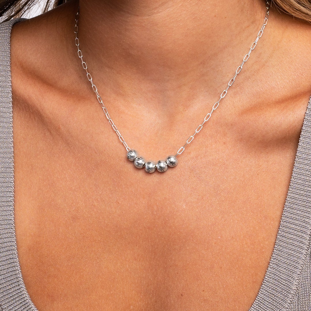 Personalized Balance Bead Link Chain Necklace • Silver 925, Gold ...