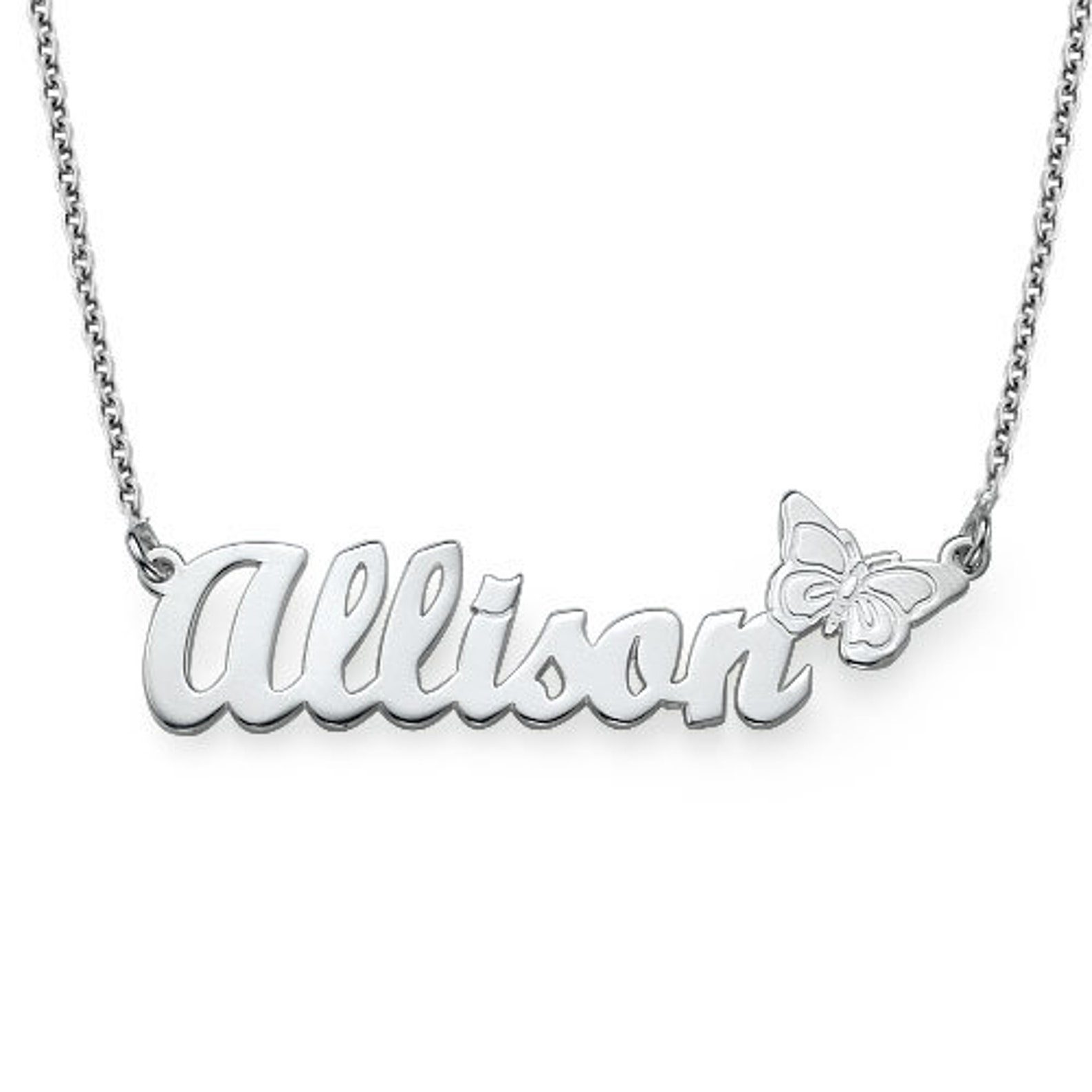 Personalized Butterfly Silver Name Necklace Personalized - Etsy