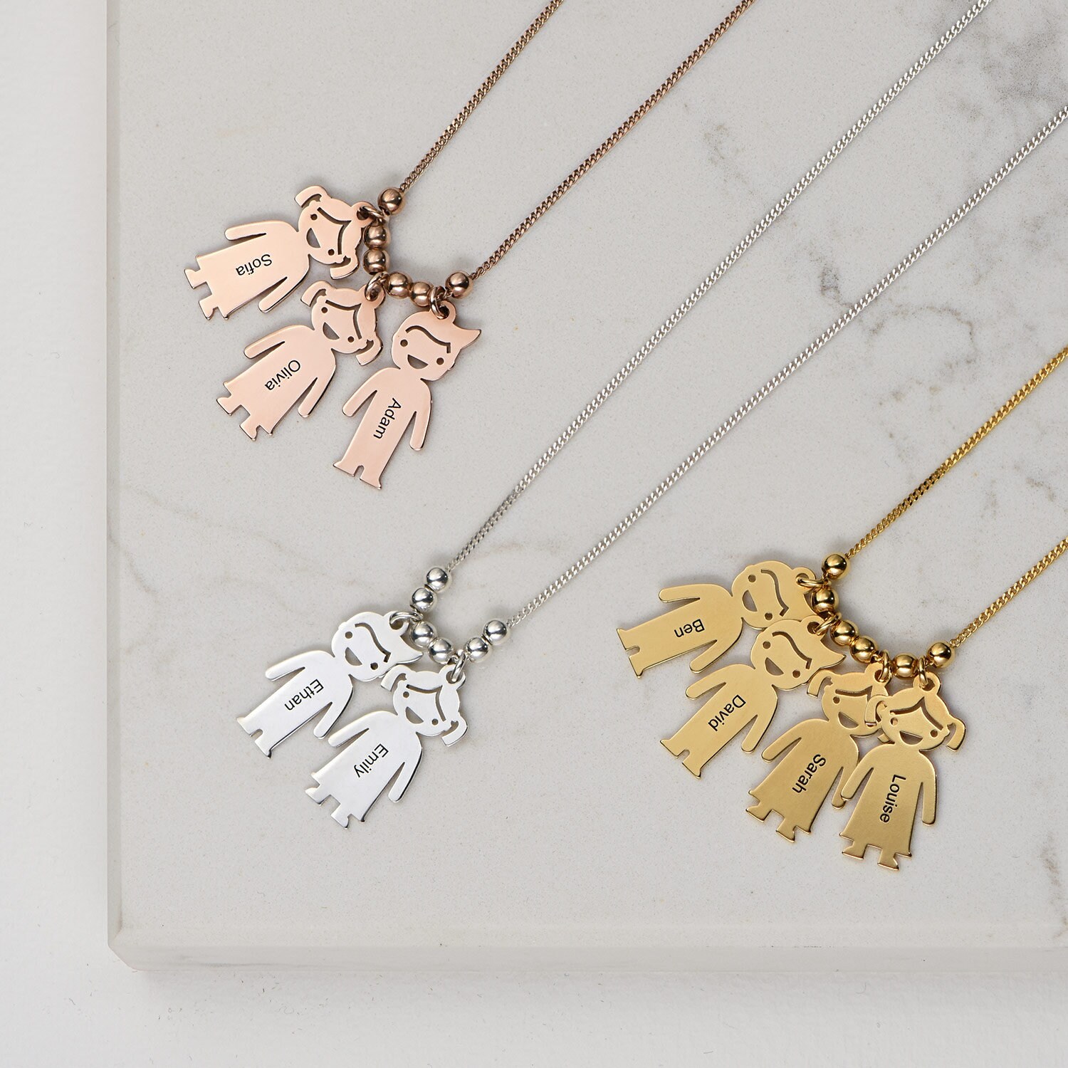 Boy or Girl Engraved Multiple Charms Pendant Necklace Boy or Girl Engraved Multiple Charms Pendant Necklace